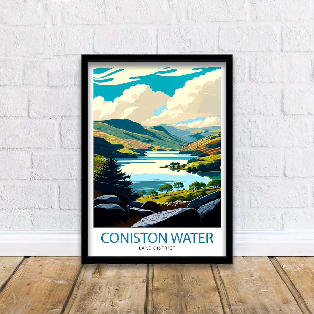Coniston Water Lake District Travel Print Lake District Wall Decor Lake ...