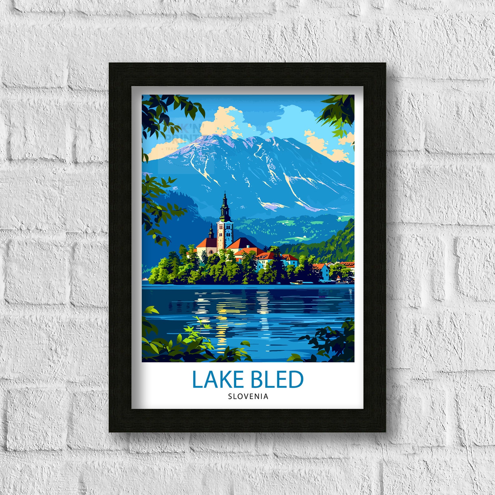 Lake Bled Slovenia Travel Poster Alpine Lake Art Bled Castle Print ...