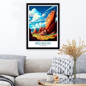 Red Rocks Colorado Travel Poster Colorado Wall Decor Red Rocks Art ...
