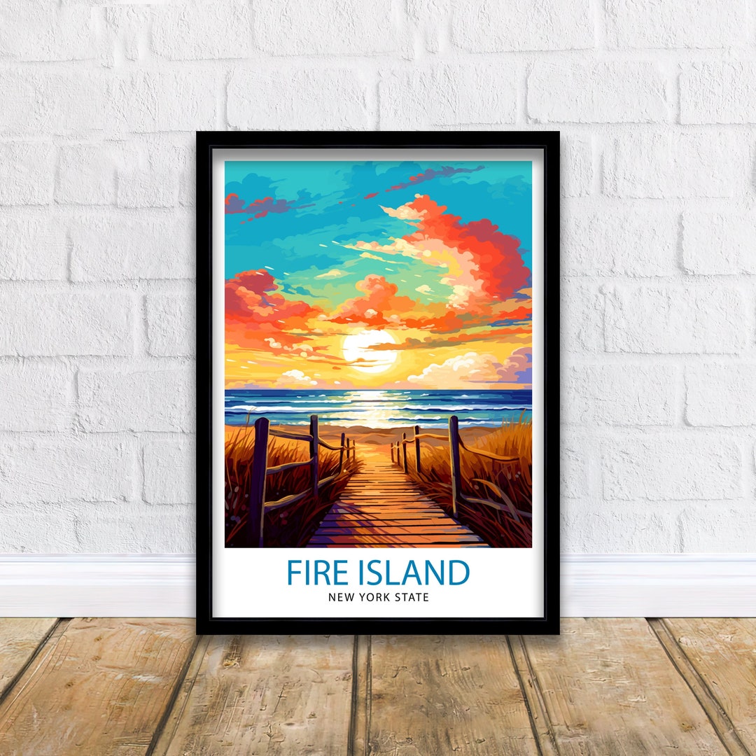 Fire Island New York State Travel Print| Fire Island Wall Decor Fire ...