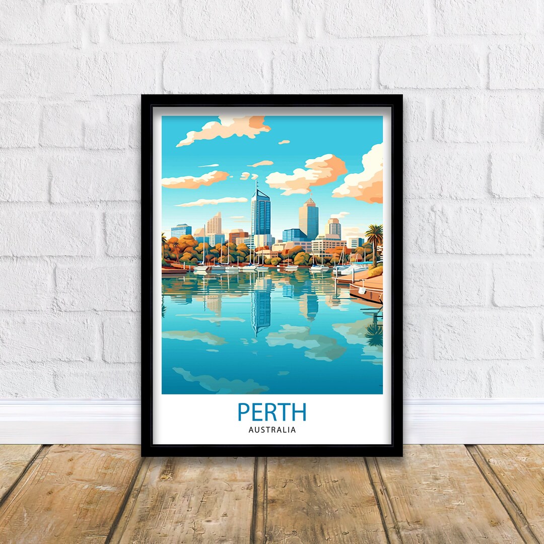 Perth Australia Travel Print Perth Wall Decor Perth Cityscape Poster ...