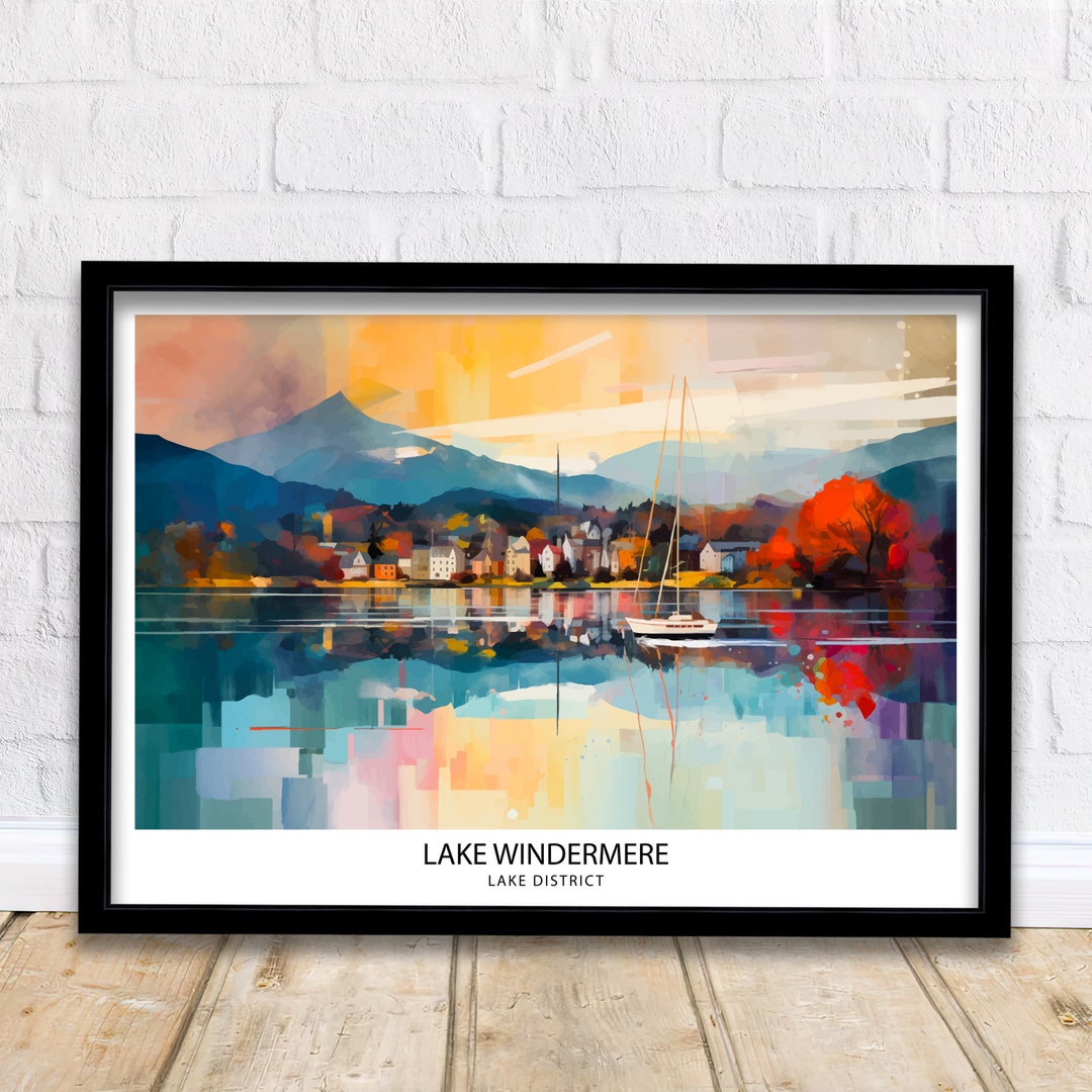 Lake Windermere Travel Print | Lake District Print | Lake District Art ...