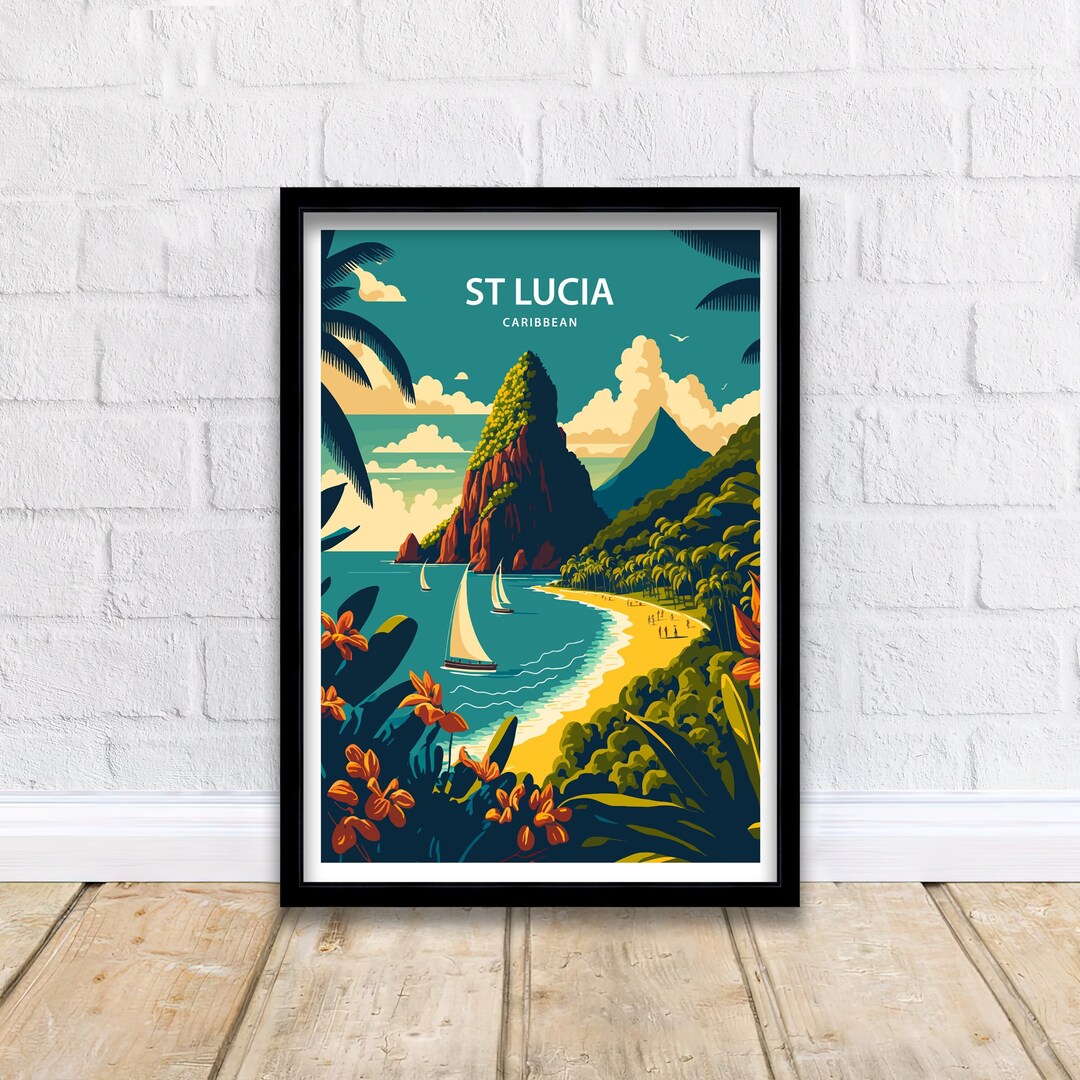 St Lucia St Lucia Print| | Caribbean | St Lucia Art | St Lucia Poster ...