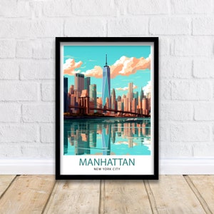 Manhattan New York City Travel Print| Manhattan Wall Decor Manhattan ...