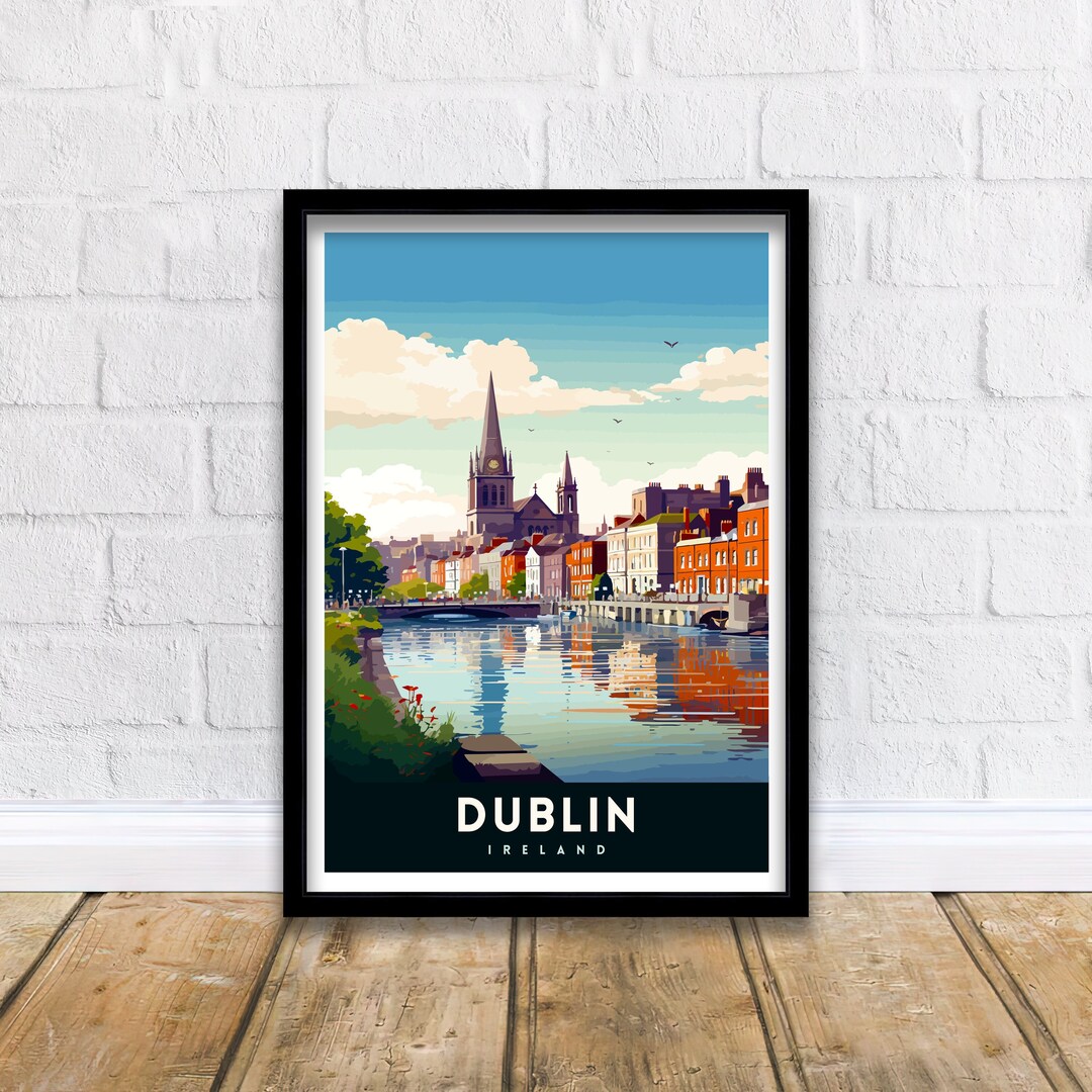 Dublin Ireland Cityscape Print Lively Temple Bar Scene Dublin Wall Art ...