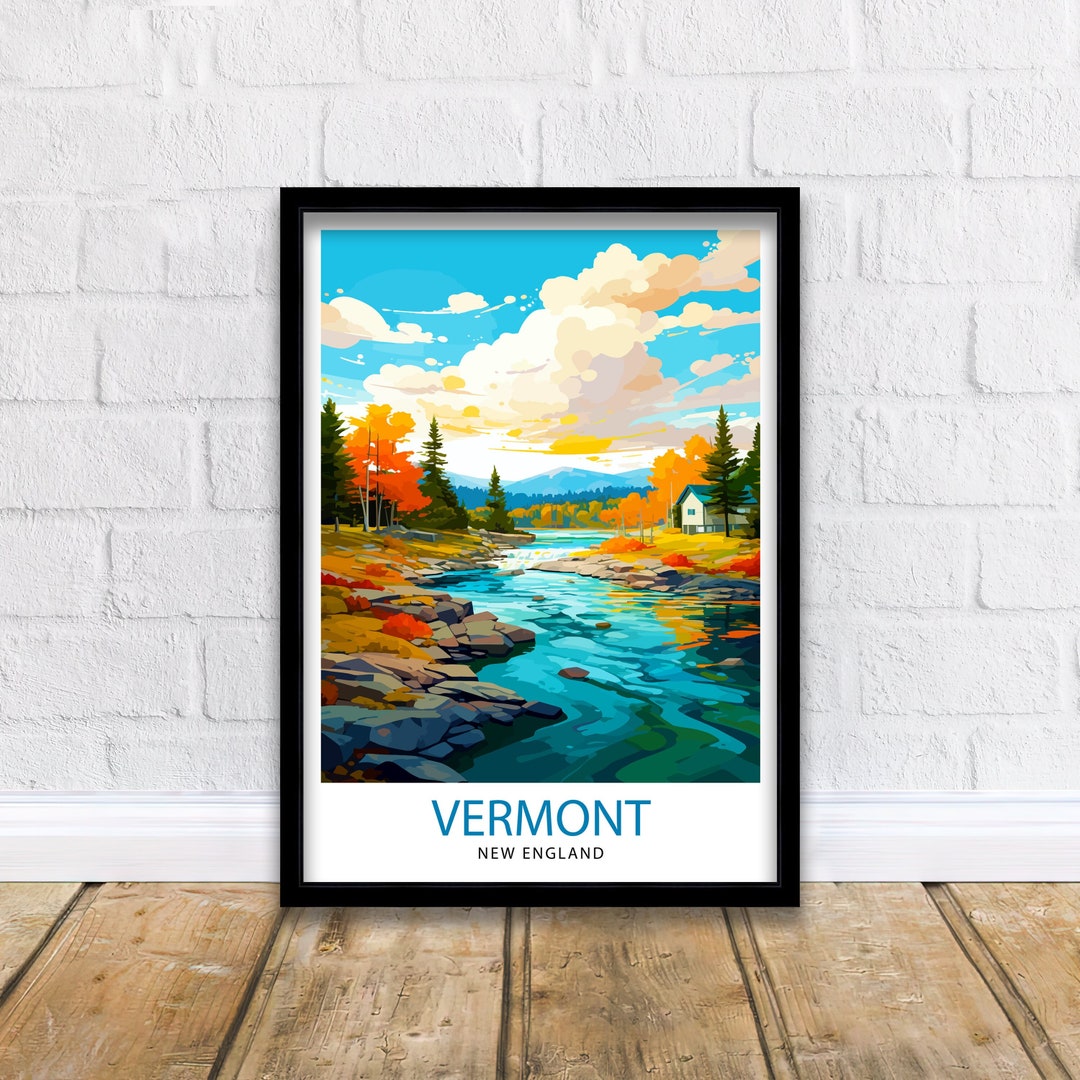 Vermont New England Travel Print Vermont Wall Decor Vermont Poster New ...