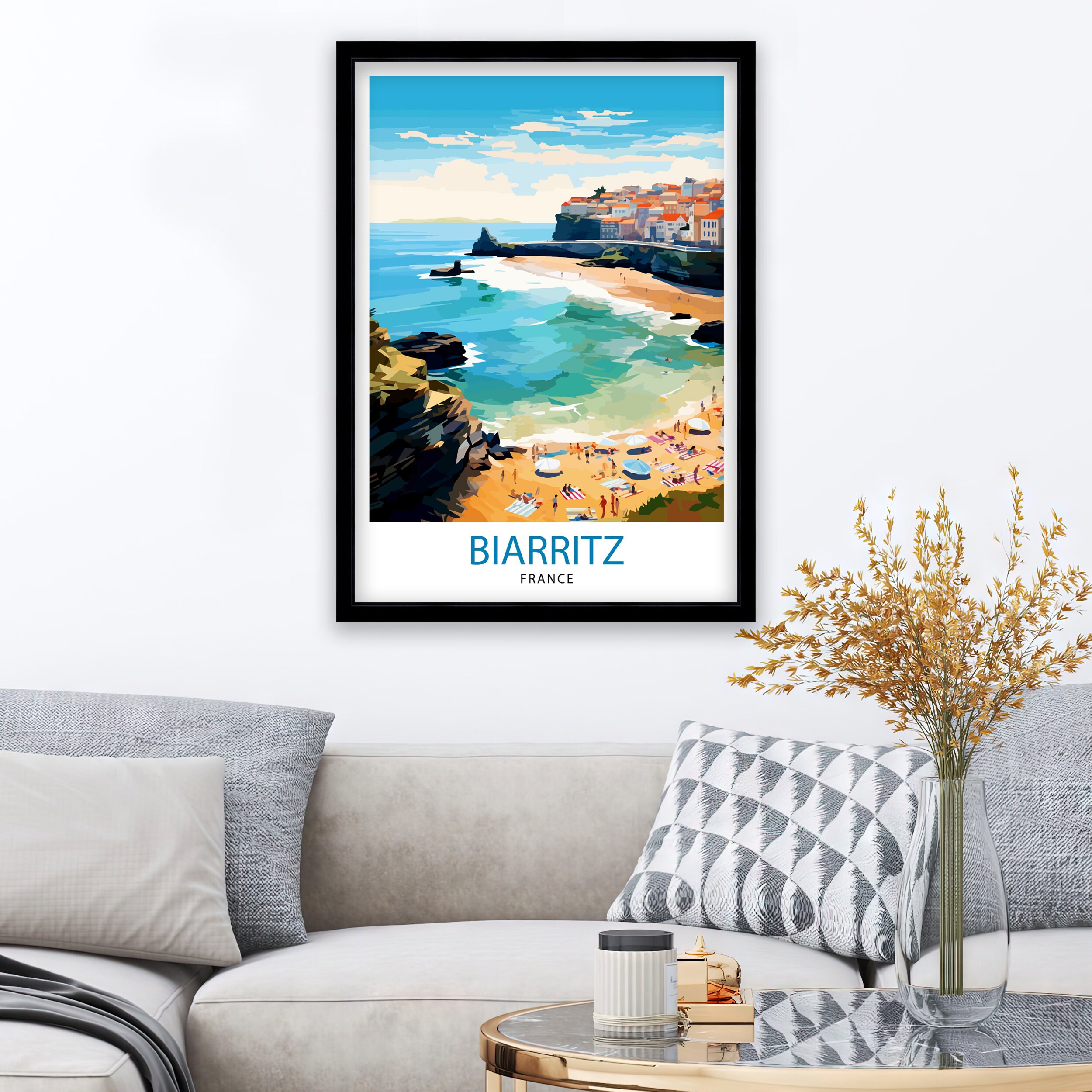 Voyage Vintage Rétro Biarritz Poster vendu par Denisa Scallop | SKU ...