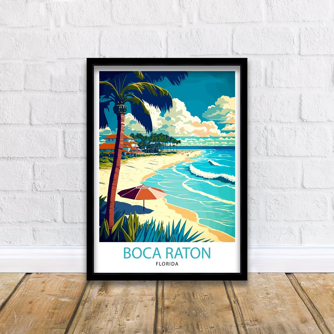 Boca Raton Florida Travel Print| Wall Decor, Home Living Decor Florida ...