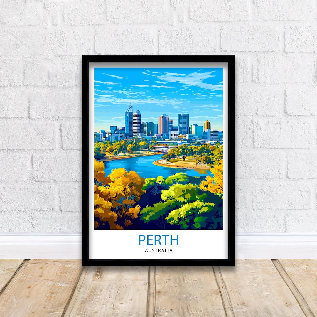 Perth Australia Travel Print Perth Wall Decor Perth Cityscape Poster ...