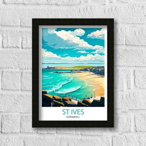 St Ives Cornwall Travel Print St Ives Wall Art St Ives Illustration ...