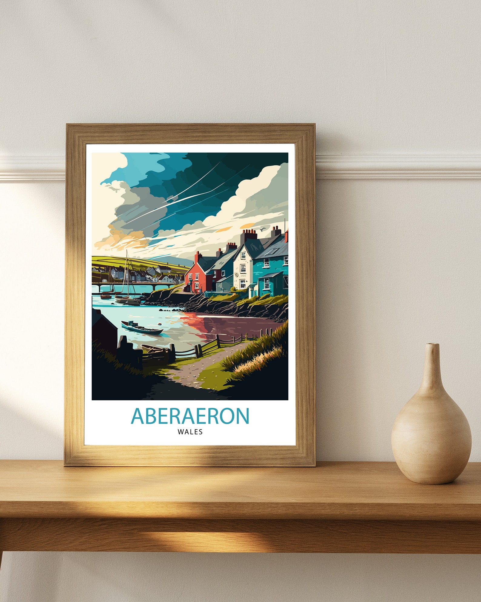 Aberaeron Wales Travel Print , Aberaeron Wall Art Wales Travel Poster ...