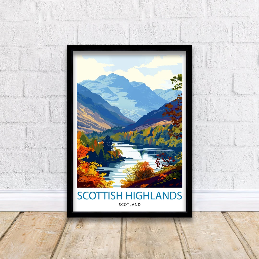 Scottish Highlands Print Majestic Mountains Art Scotland Landscape ...