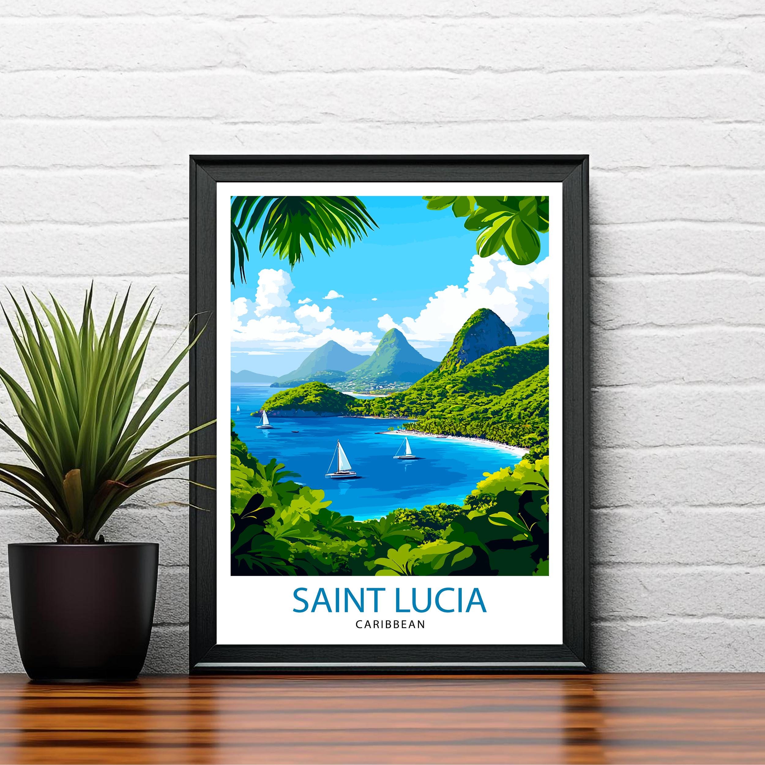 St. Lucia Caribbean Travel Print Wall Decor Wall Art St. Lucia Wall ...