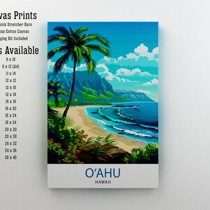 Oahu Hawaii Travel Print Wall Decor Wall Art Oahu Wall Hanging Home ...
