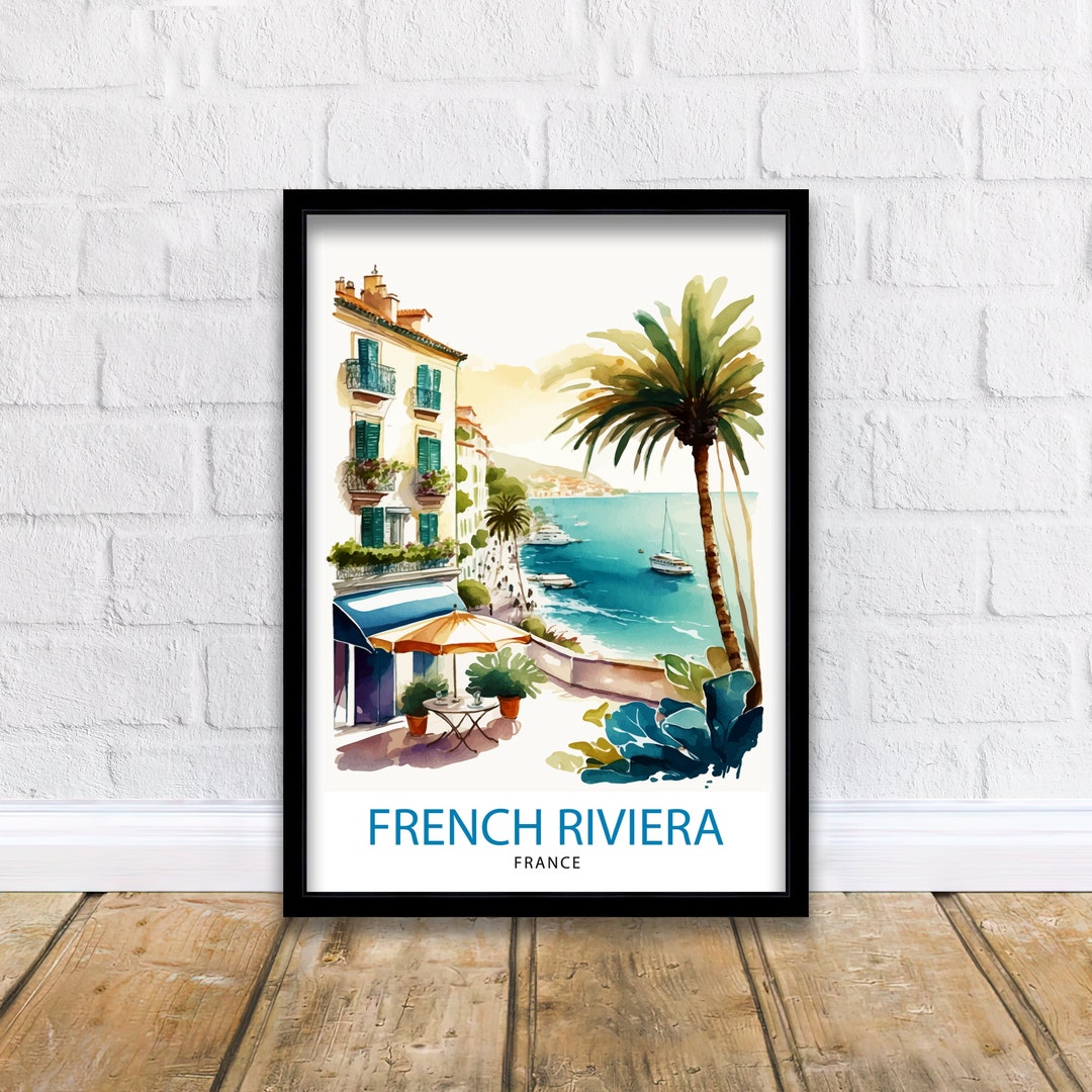 French Riviera Travel Print Riviera Wall Decor French Riviera Poster ...