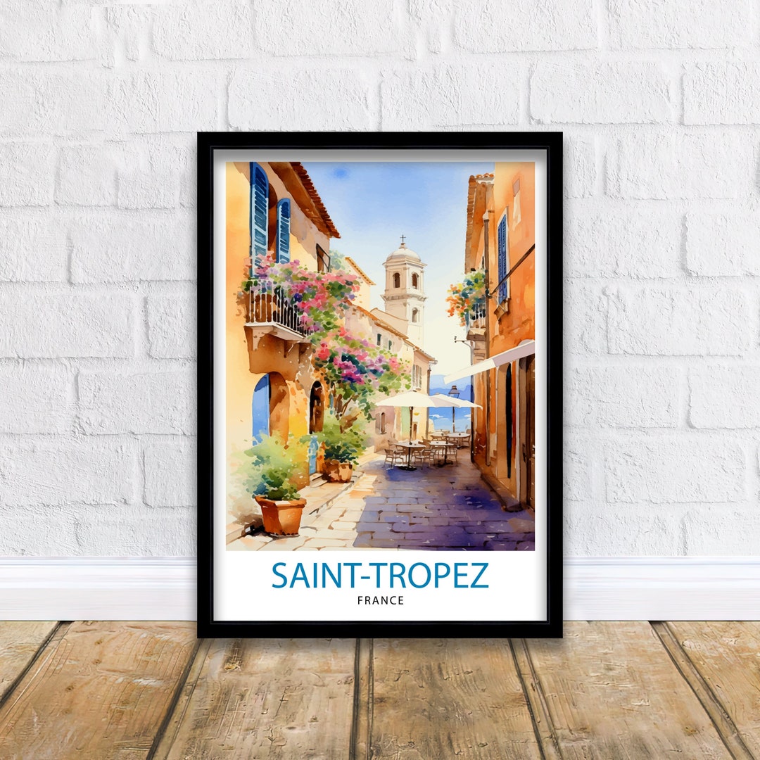 St. Tropez France Travel Print St. Tropez Wall Decor St. Tropez Poster French Riviera Travel ...
