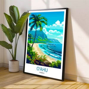 Oahu Hawaii Travel Print Wall Decor Wall Art Oahu Wall Hanging Home ...
