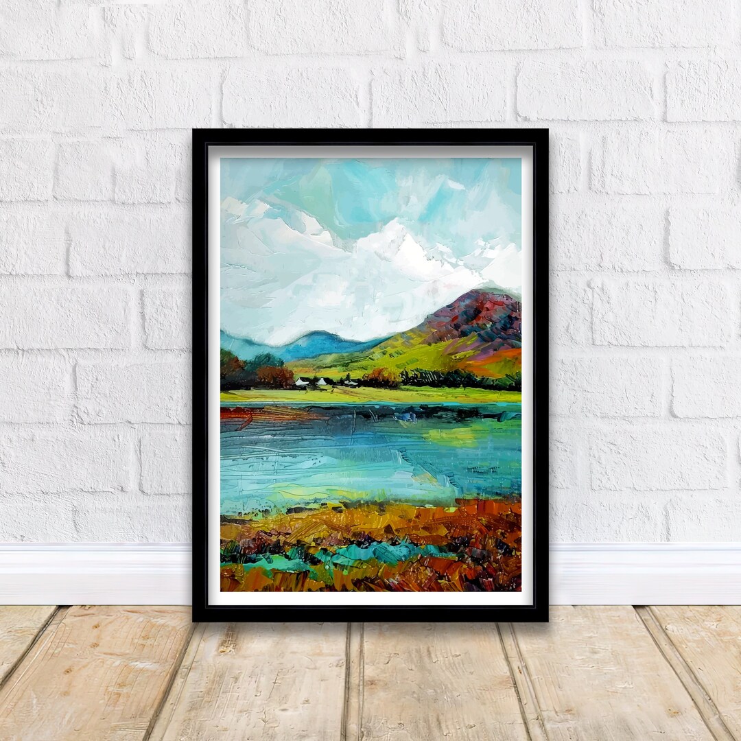 Catbells Lake District Abstract Art Print English Countryside Essence ...