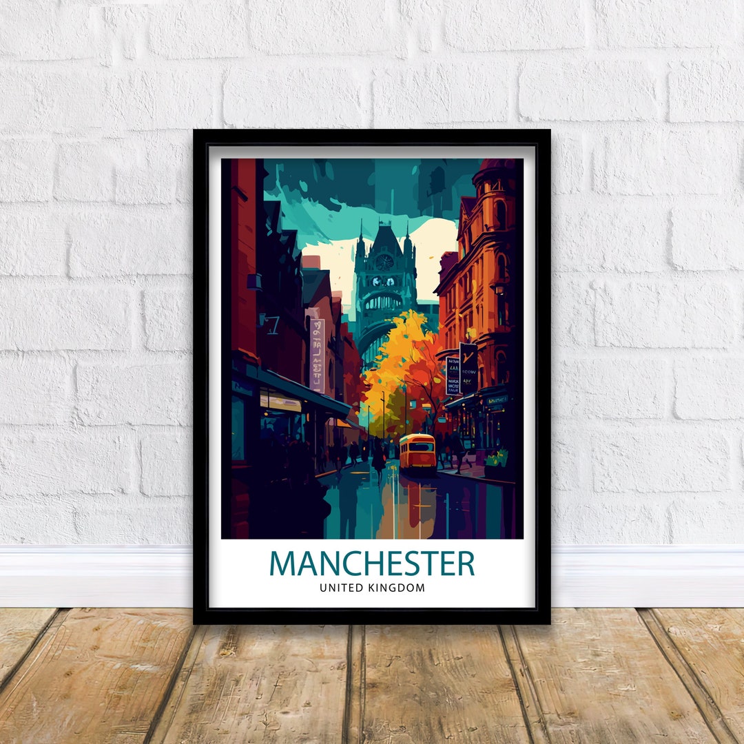 Manchester Travel Print Manchester Wall Art Manchester Cityscape Travel ...