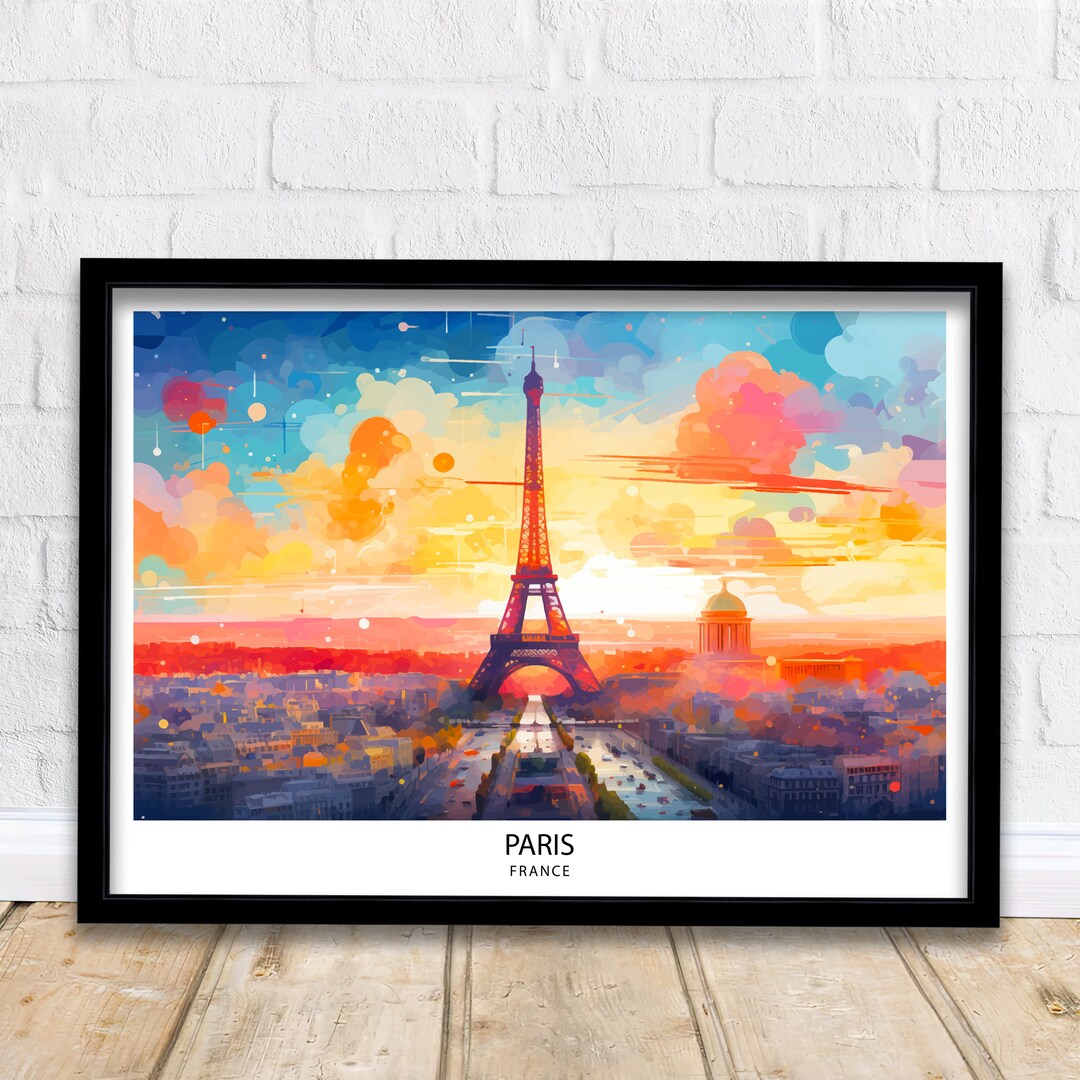 Paris Skyline Print Iconic Cityscape Art Eiffel Tower Poster French ...