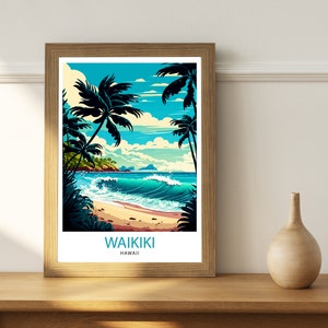 Waikiki Travel Print Waikiki Wall Art Hawaii Poster Waikiki Beach Print ...