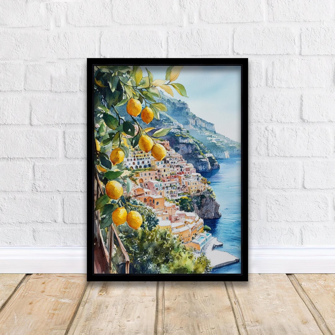Positano Italy Watercolor Art Print Wall Decor Wall Art Positano ...