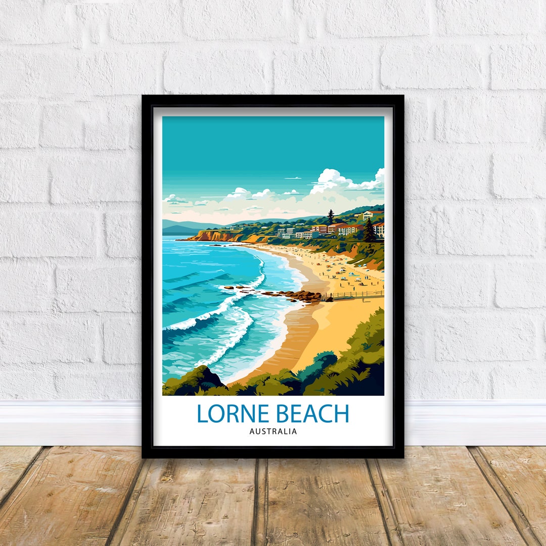 Lorne Beach Australia Travel Print Coastal Wall Decor Lorne Beach ...