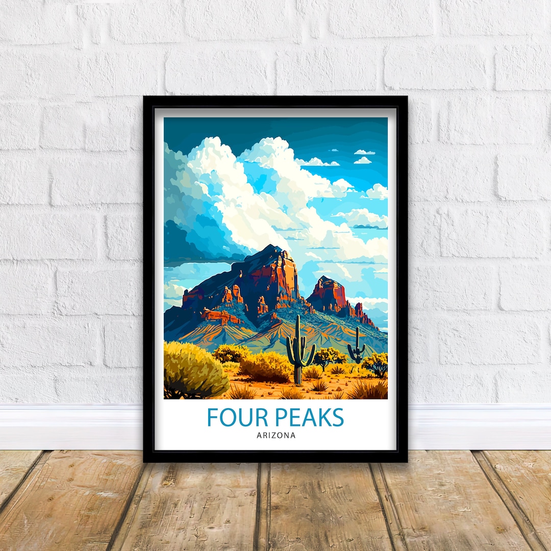 Four Peaks Arizona Travel Print| Mountain Wall Decor Arizona Landscape ...