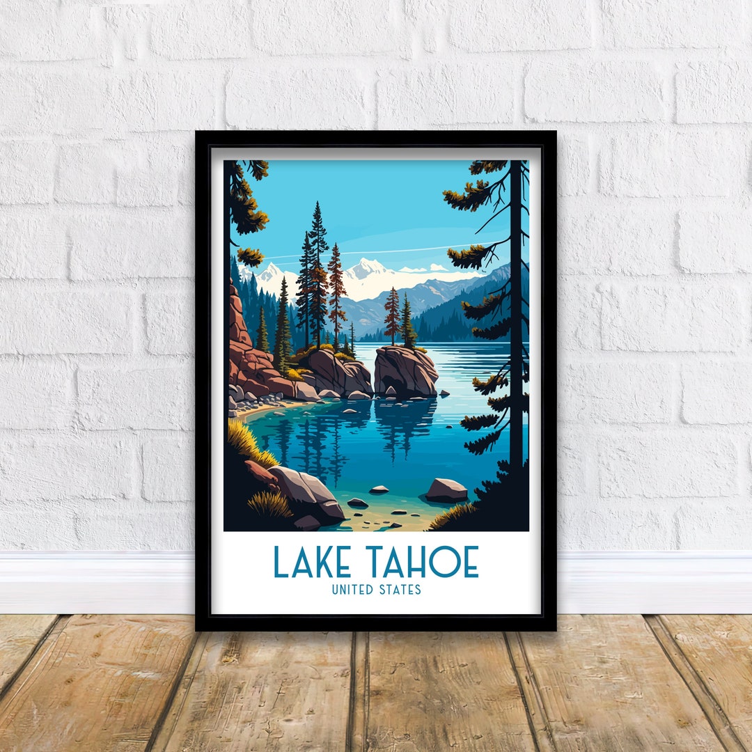 Lake Tahoe Travel Print | Lake Tahoe | Lake Tahoe Poster | Travel ...