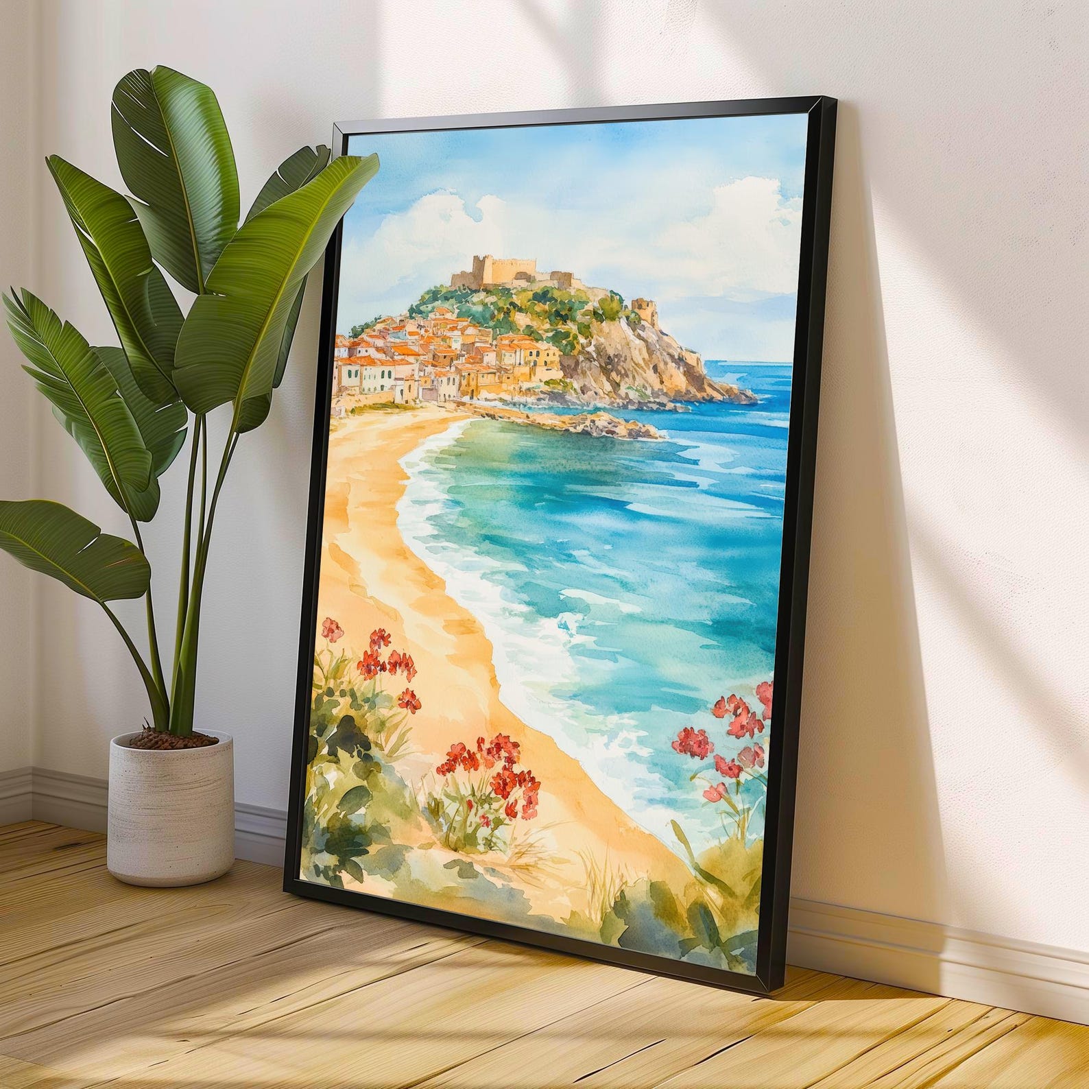 Sardinia Watercolor Painting Italian Island Art Sardinia Print Scenic ...