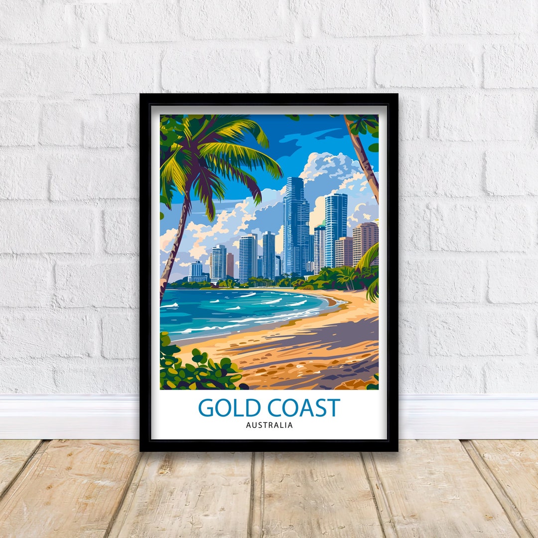 Gold Coast Queensland Travel Print Australia Wall Art Gold Coast ...