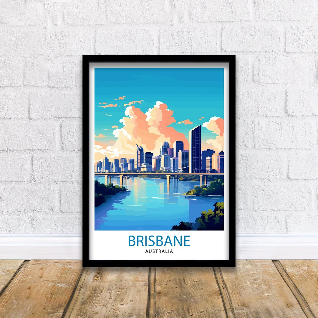 Brisbane Australia Travel Print Brisbane Wall Decor Brisbane City ...