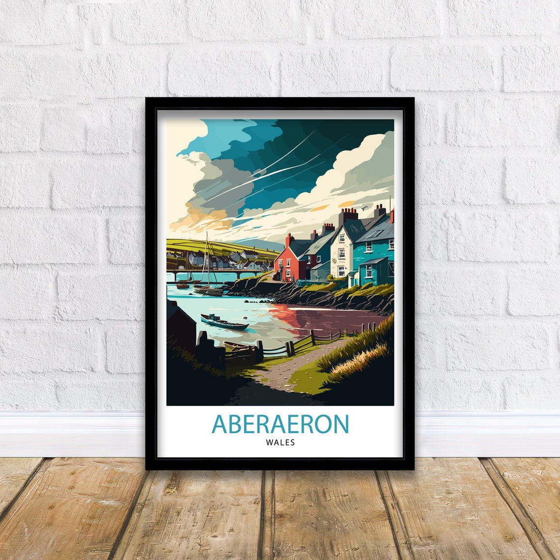 Aberaeron Wales Travel Print , Aberaeron Wall Art Wales Travel Poster ...