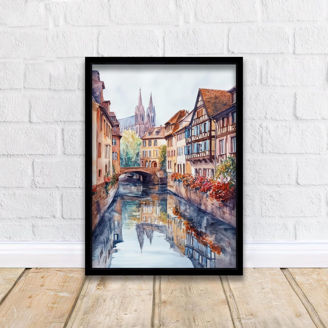 Strasbourg France Watercolor Painting Wall Art Strasbourg Print ...