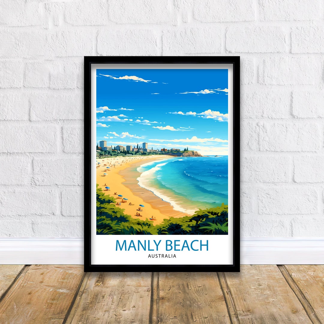 Manly Beach Australia Travel Print Beach Wall Decor Manly Beach Poster ...