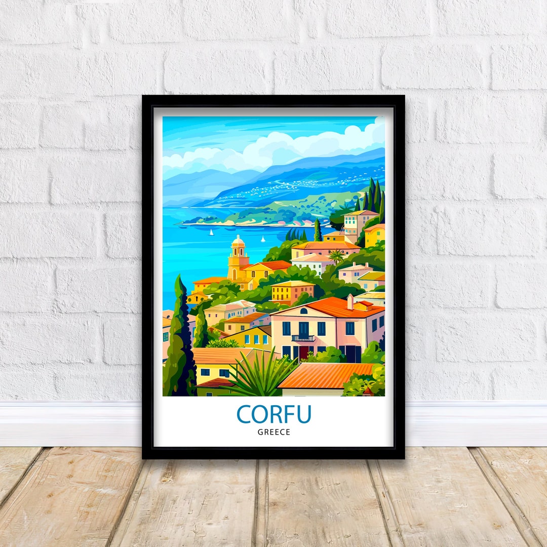 Corfu Greece Travel Print Corfu Island Wall Decor Greek Island Poster ...