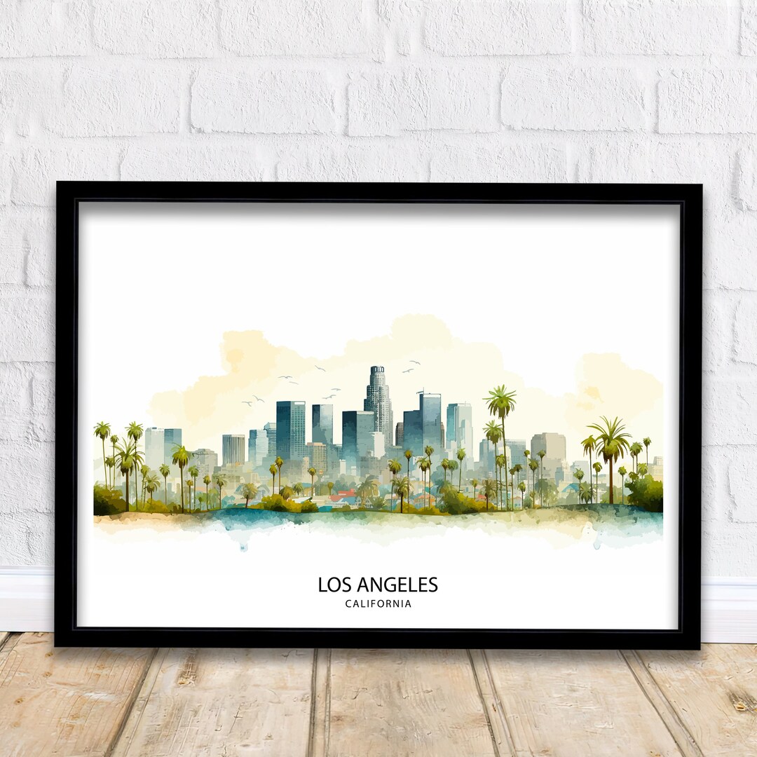 Los Angeles Skyline Print| Iconic Cityscape Art LA Downtown Poster ...
