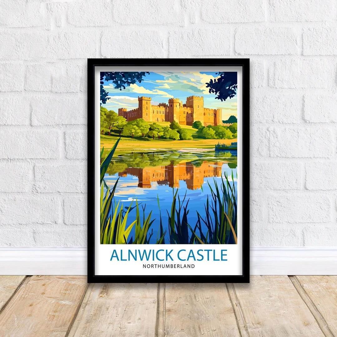 Alnwick Castle Travel Poster Northumberland Castle Art Alnwick Print ...