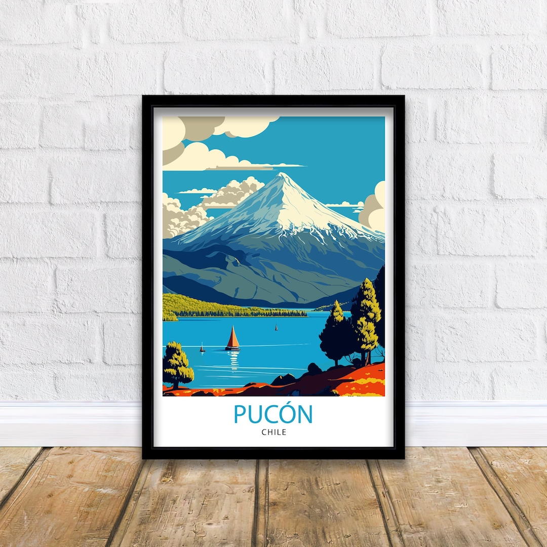 Pucon Chile Travel Print , Pucon Wall Art Chilean Landscape Decor ...