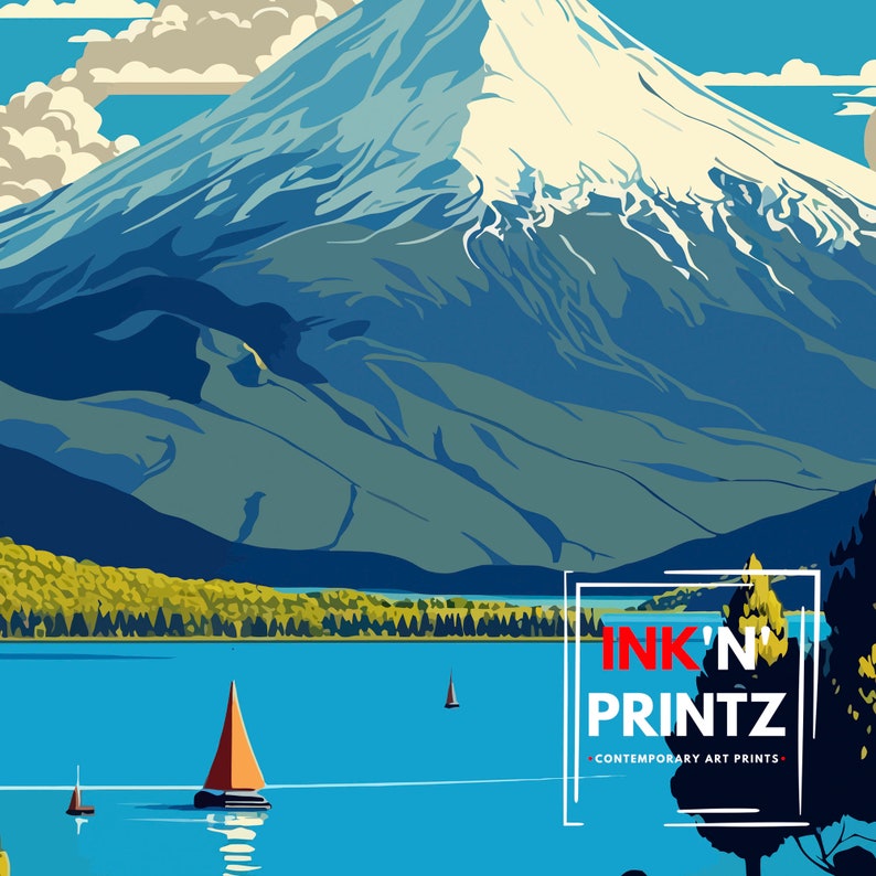 Pucon Chile Travel Print , Pucon Wall Art Chilean Landscape Decor ...