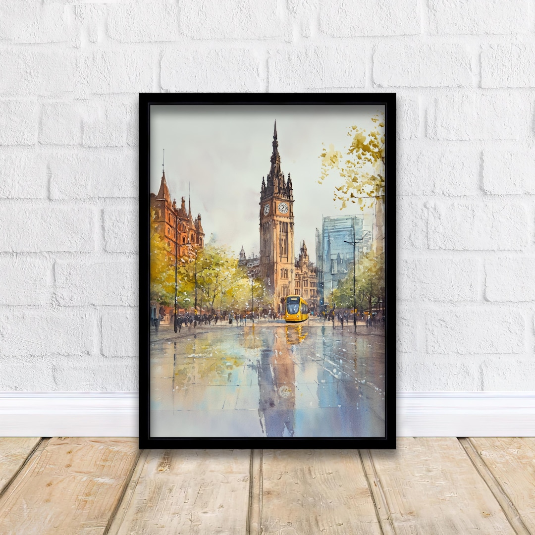 Manchester Watercolour Painting UK City Art Manchester Print Scenic ...