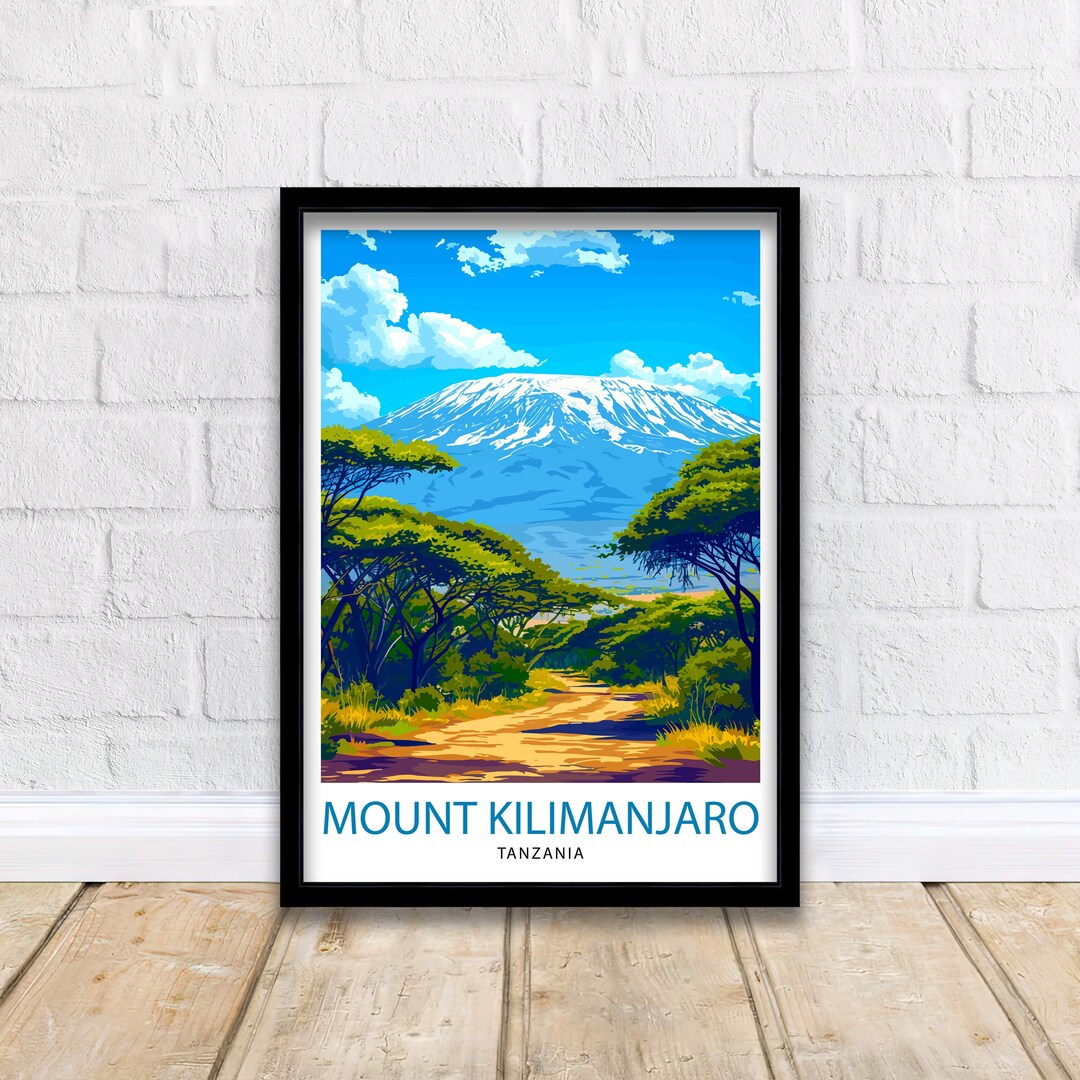 Mount Kilimanjaro Print Tanzanian Mountain Art African Summit Poster ...