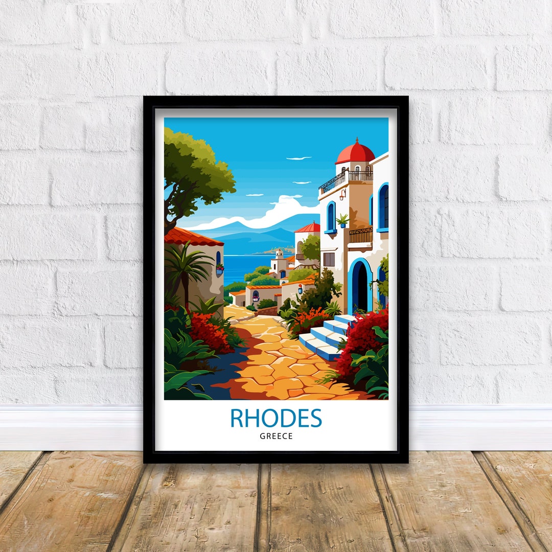 Rhodes Greece Travel Print Rhodes Wall Decor Greek Island Poster Rhodes ...