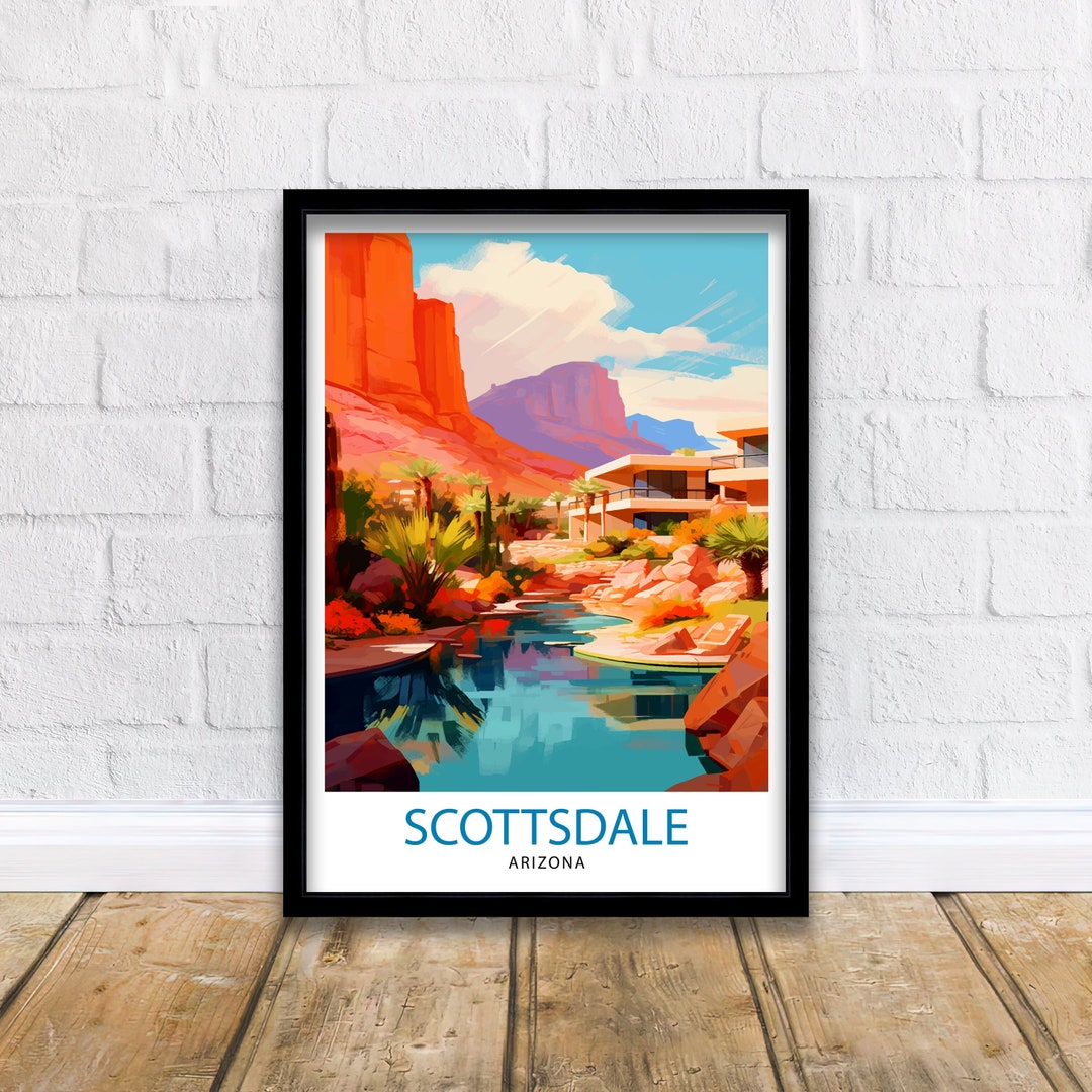 Scottsdale Arizona Travel Poster Scottsdale Wall Art Arizona Desert ...