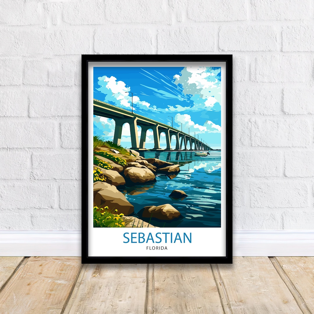Sebastian Florida Print| Coastal Town Art Indian River Lagoon Poster ...