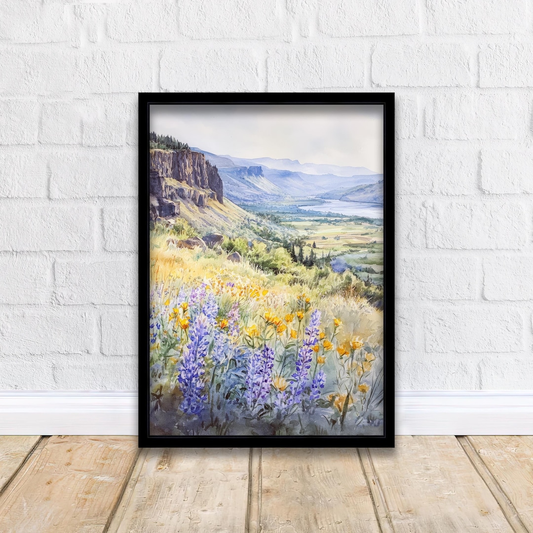 Columbia Gorge Watercolor Travel Print Wall Decor Wall Art Columbia ...