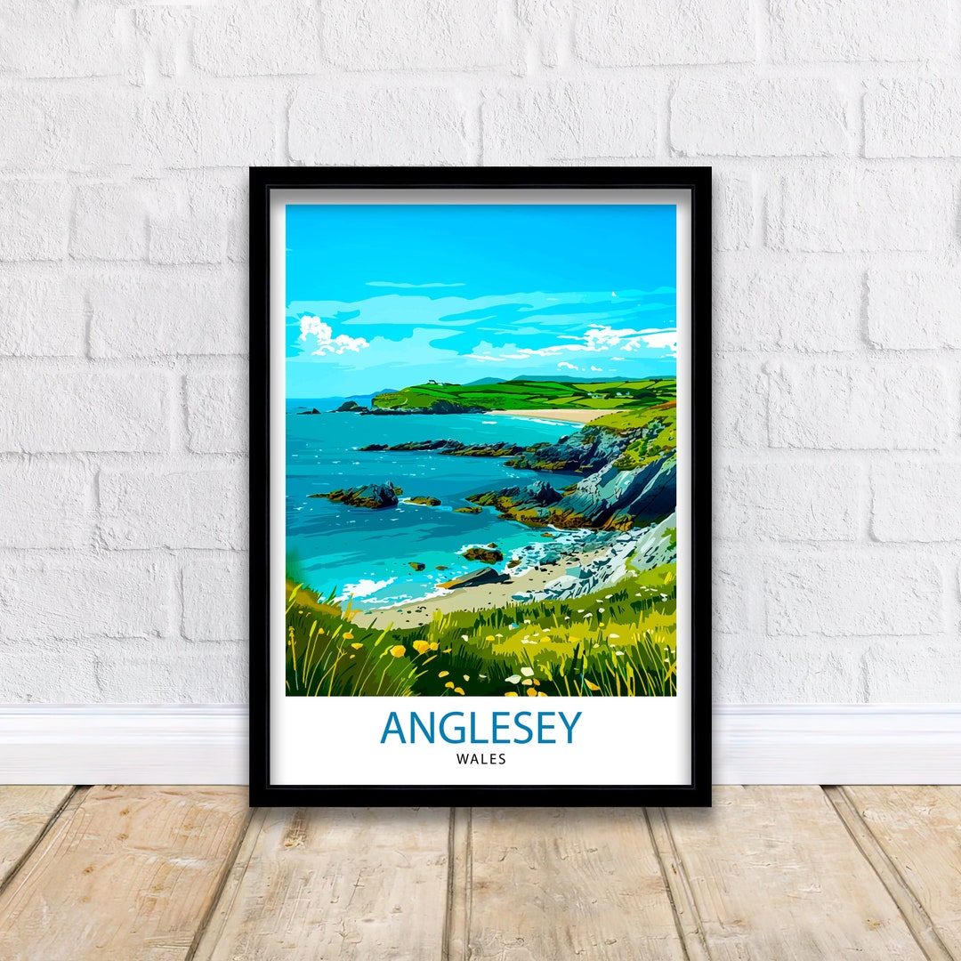 Anglesey Wales Travel Print Wall Decor Wall Art Anglesey Wall Hanging ...
