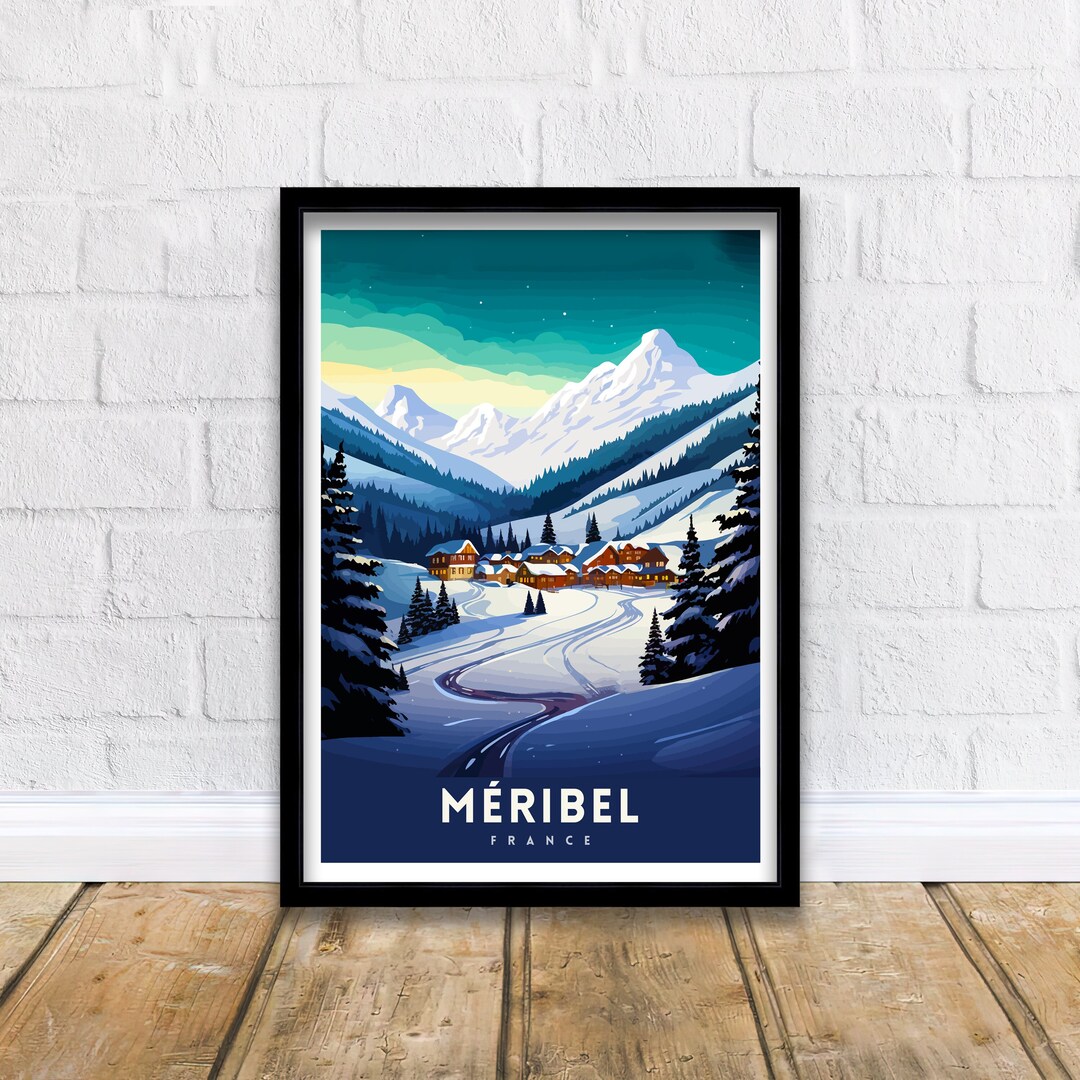 Meribel Ski Resort Print French Alps Winter Sport Decor Meribel France ...