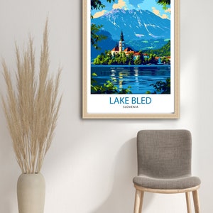 Lake Bled Slovenia Travel Poster Alpine Lake Art Bled Castle Print ...