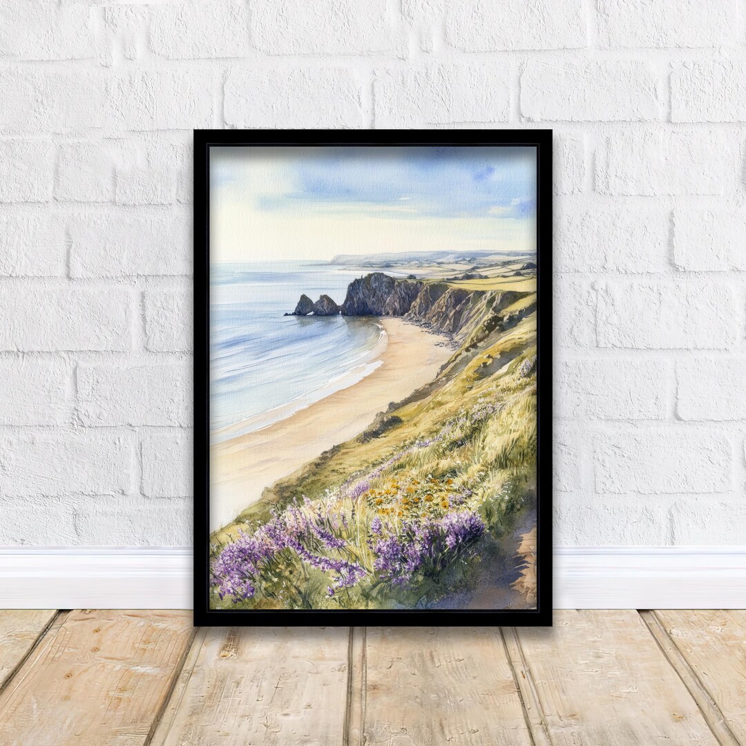 Gower Peninsula Watercolor Painting Wales Landscape Art Gower Print ...